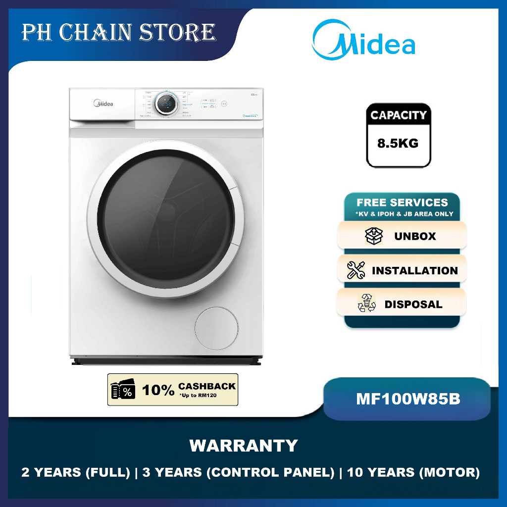 (NEW MODEL) MIDEA MF100W85B MF100W95B 8.5KG 9.5KG FRONT LOAD INVERTER ...