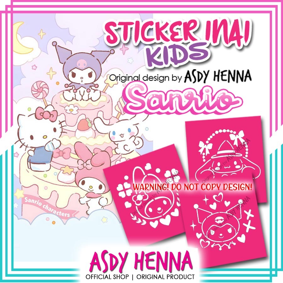 [NEW] Sticker Inai KUROMI MELODY CINNAMONROLL SANRIO Budak Kids Henna ...