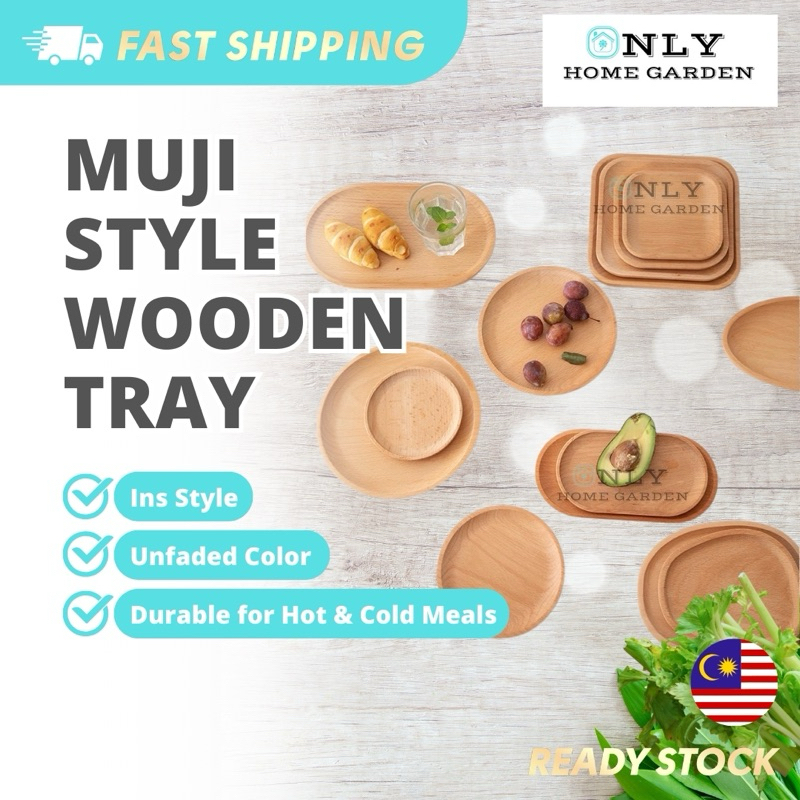 OnlyHomeGarden🔥FREE GIFT🔥 Japanese Muji Style Oval Wooden Tray Dessert ...