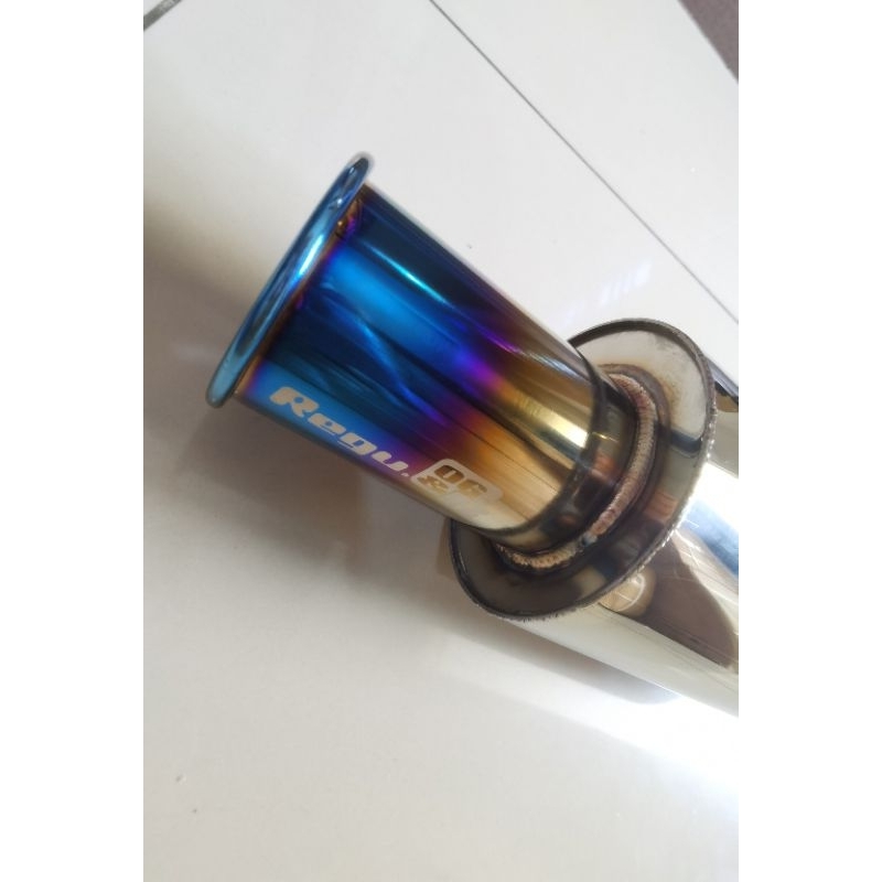 Regu 06&R CAR EXHAUST TITANIUM FACE BLUE TIP STAINLESS STEEL SEMI S ...