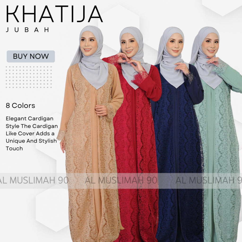 New Design Khatijah Jubah Lace The cardigan-like cover adds a unique ...