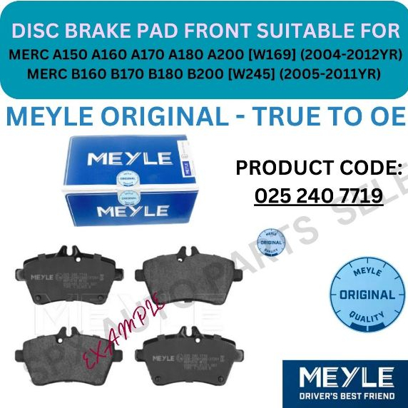 MEYLE GENUINE DISC BRAKE PAD (FRONT) FOR MERC A150 A160 A170 A180 A200 ...