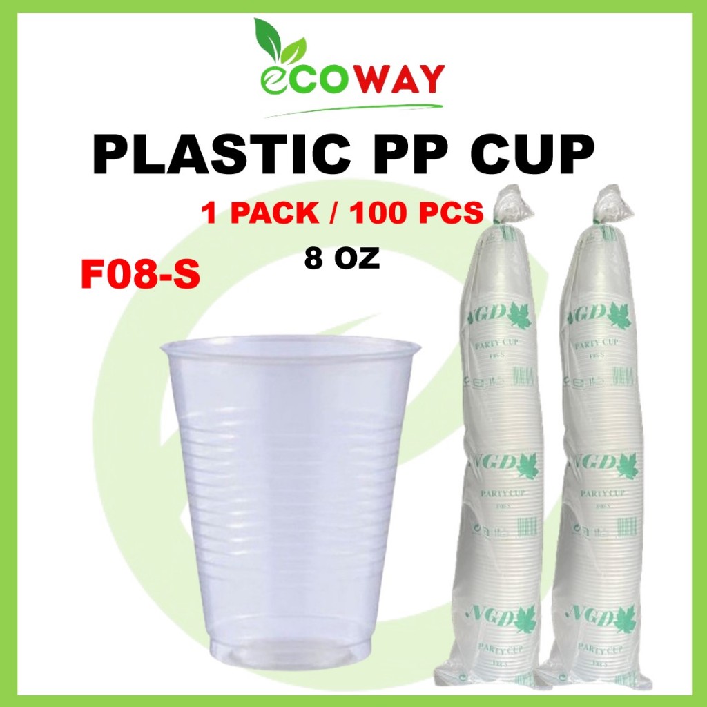 100 PCS± Transparent Plastic PP Cup F08-S 8oz / Cawan Plastik / Party ...