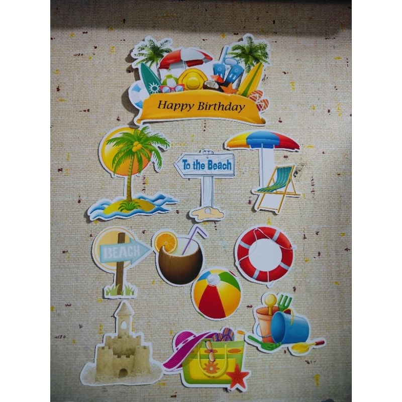 BEACH PANTAI CAKE TOPPER (FREE ADD NAME) | Shopee Malaysia