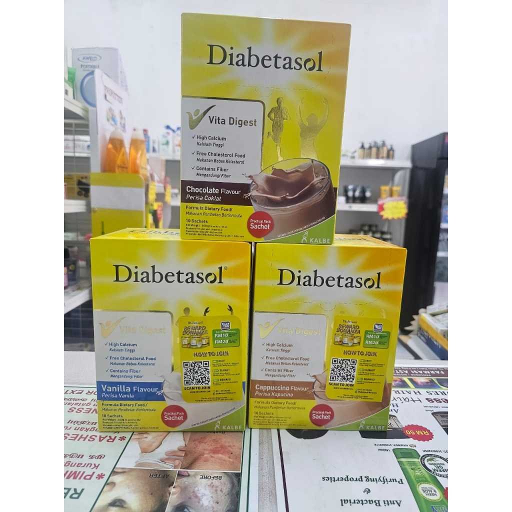 Diabetasol Milk Vanilla/Chocolate/Cappucino 600g(10sachets x60g) | Shopee Malaysia