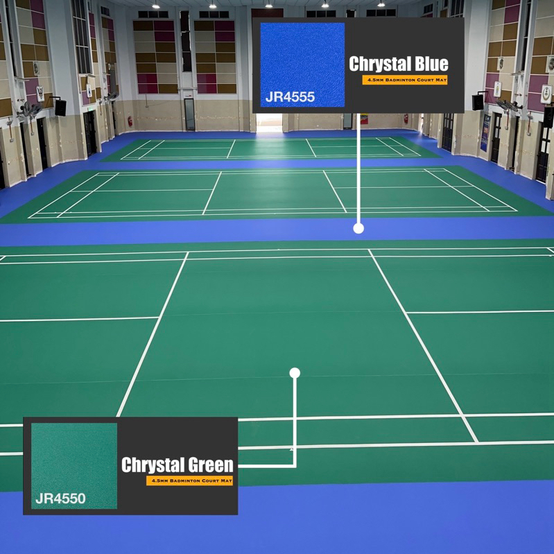 JEOFLEX 4.5MM BADMINTON COURT MAT/COURT SIZE: 7.2M X 15M/CHRYSTAL GREEN ...