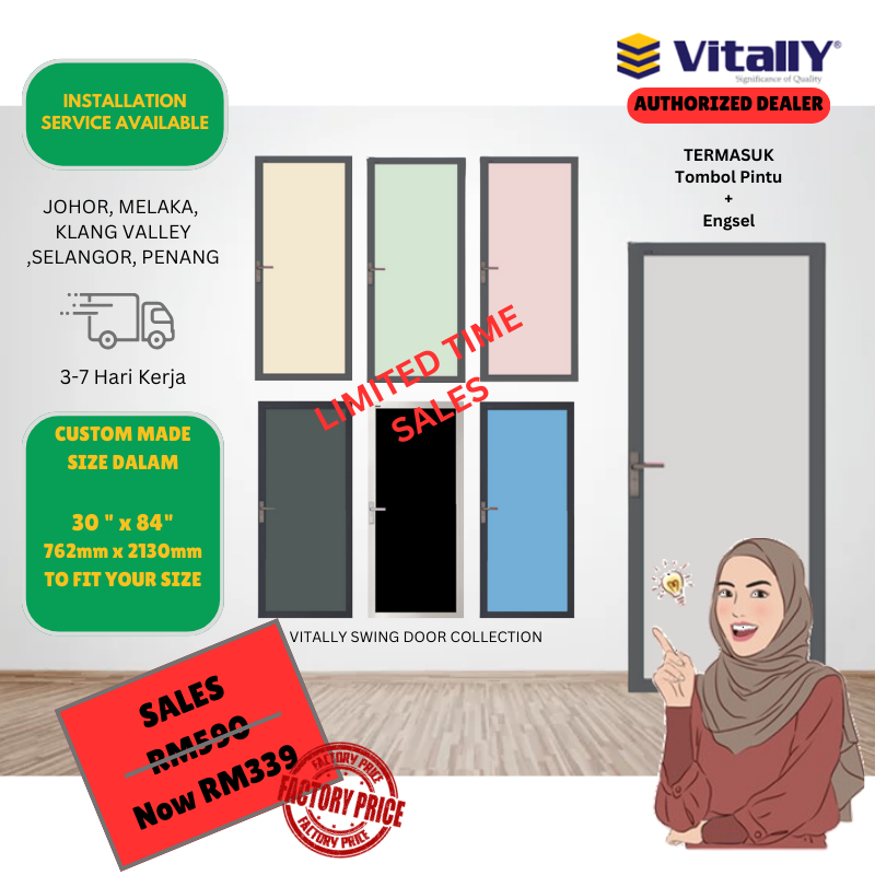 (CUSTOM MADE) Vitally Aluminium Swing door / Toilet Door / Pintu Bilik ...
