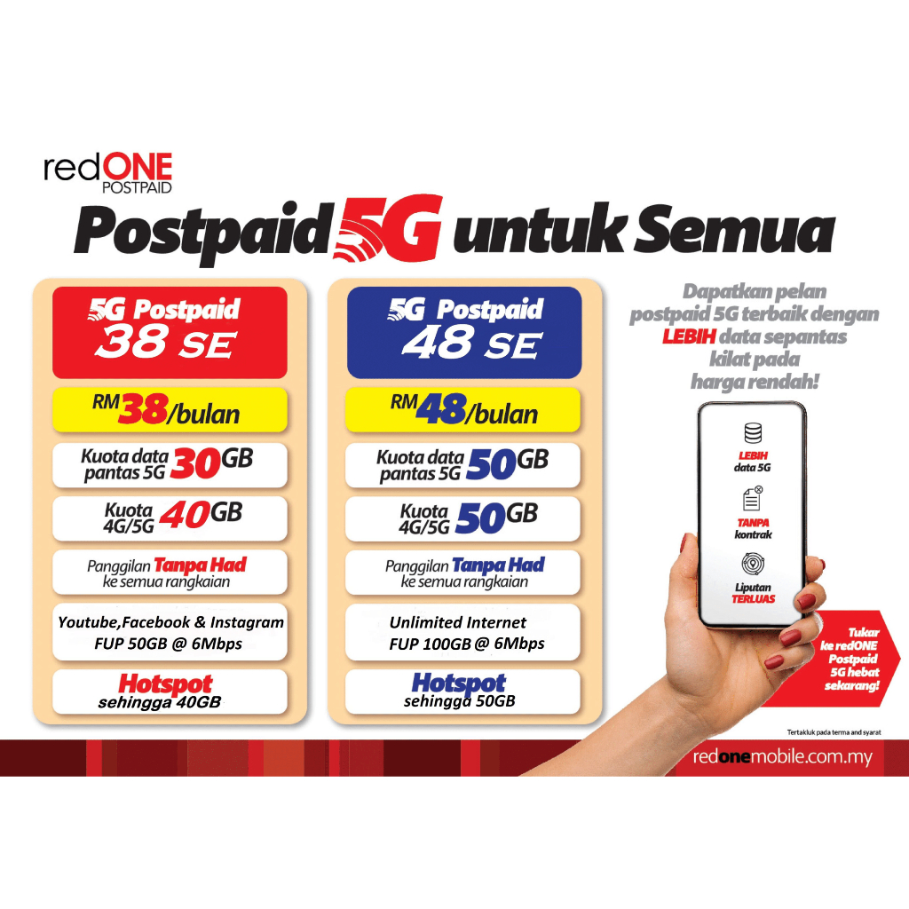 redONE postpaid plan special number Esim 2Years Contract | Shopee Malaysia