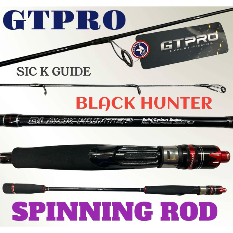 GTPRO BLACK HUNTER SOLID CARBON SPINNING AND CASTING JIGGING FISHING ...