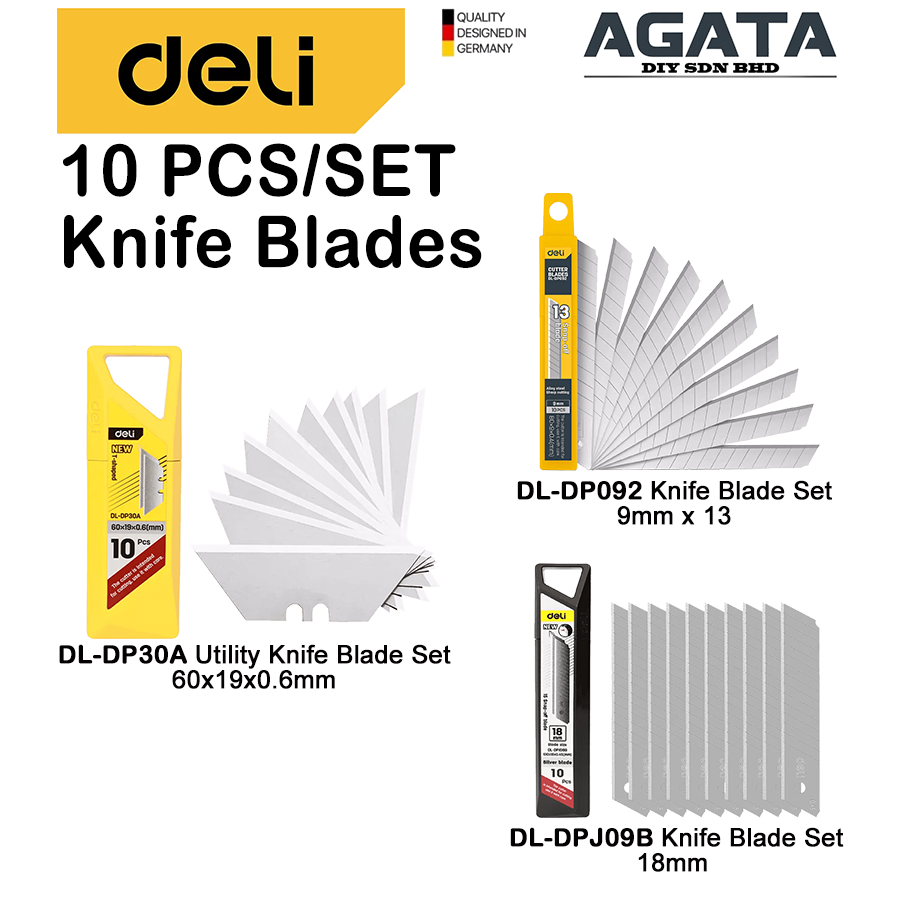 DELI 10pcs/set Knife Blade Set 9mm/ 18mm/ Utility Knife Blade Set T ...