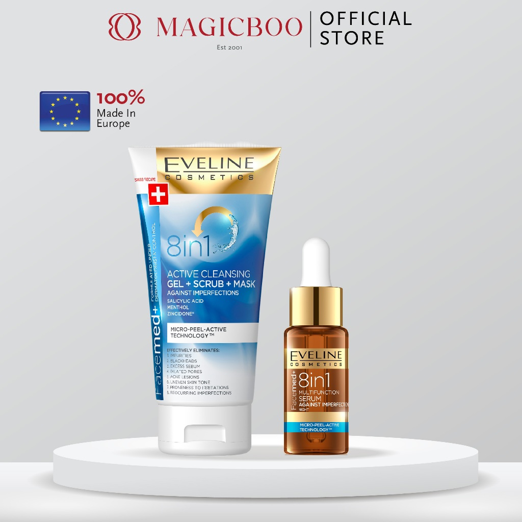 Magicboo Eveline Facemed+ 8 In 1 Active Cleansing Gel+Scrub+Mask ...