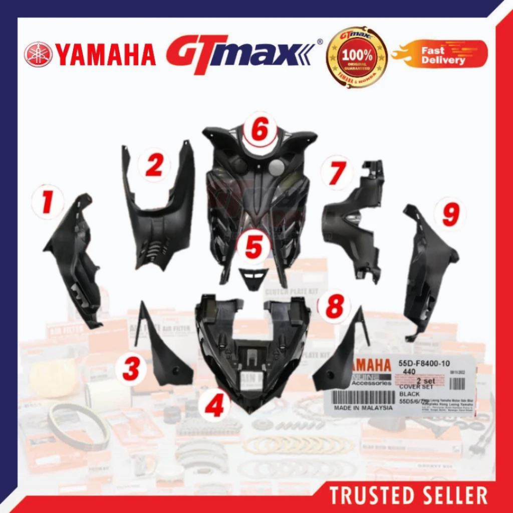 DIJAMIN 100% ORIGINAL YAMAHA LC135 INNER V4 V5 V6 V7 Original Set Hitam ...