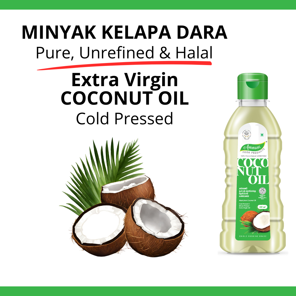 Ammani Extra Virgin Coconut Oil 60ml 200ml 500ml 1000ml cold pressed ...