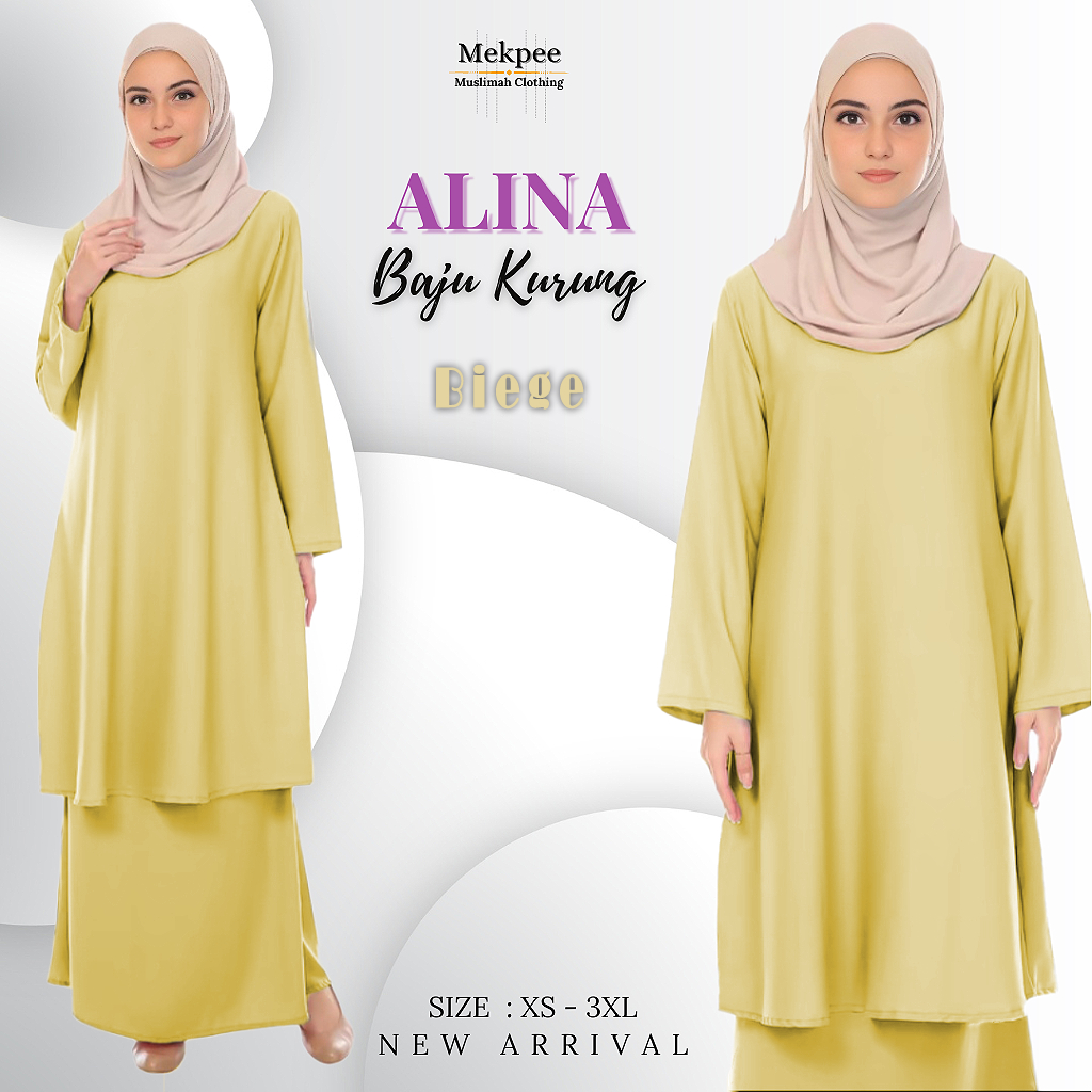 New Arrival New Style Baju Set Muslimah (Alina Baju Kurung) Comfortable ...