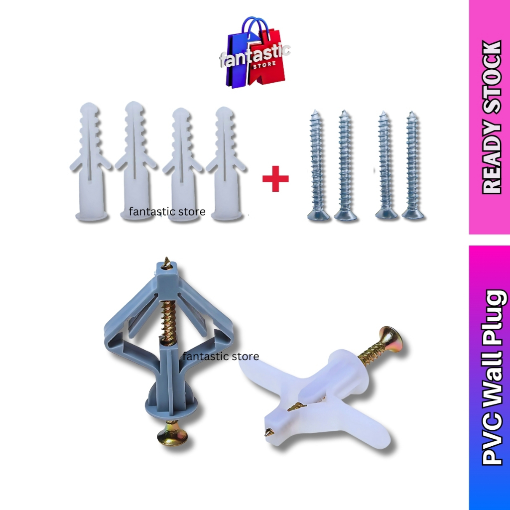 1 set Wall Plug Butterfly plastic PVC wall Plug syiling partition 6mm ...