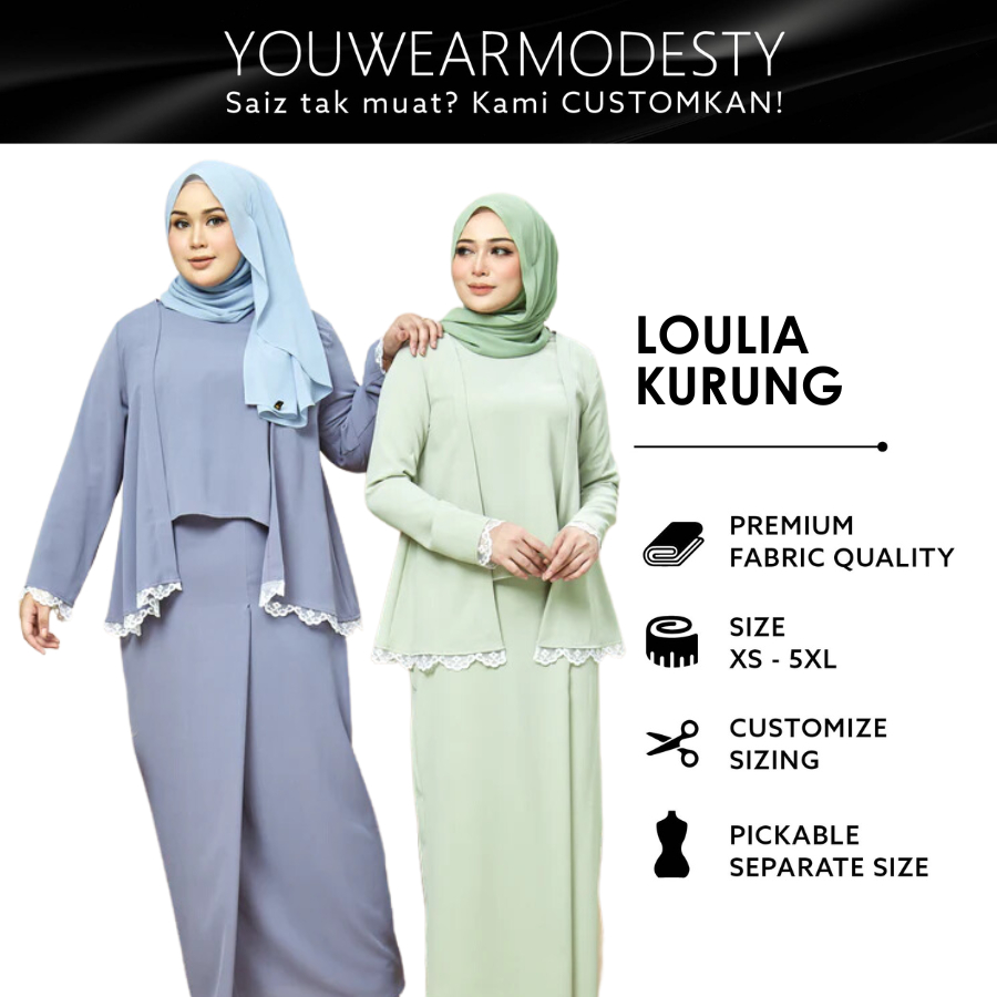 YouWearModesty Loulia Baju Kurung Lace Muslimah Plus Size Baju Kurung Wanita Baju Raya Perempuan ...