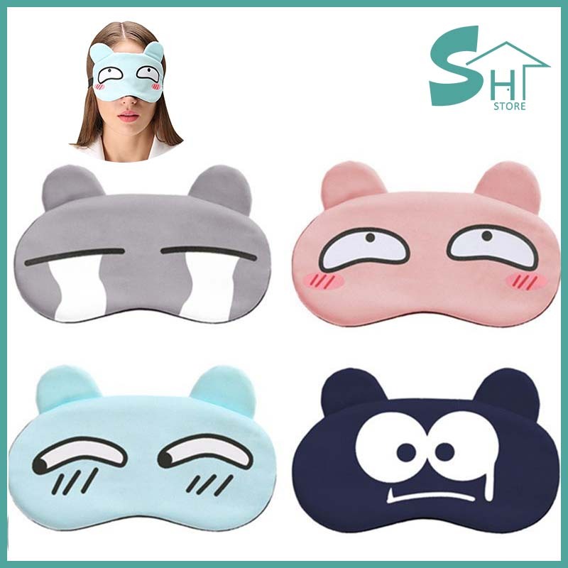 Fun Cartoon Soft Padded Sleeping Eye Mask Heat Cool Relaxing Blindfold ...