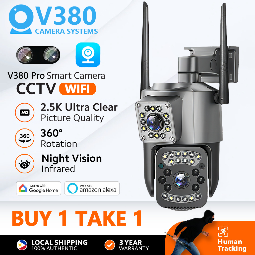 V380 Pro Dual Lens 8MP CCTV Outdoor Waterproof WiFi Camera support Two ...
