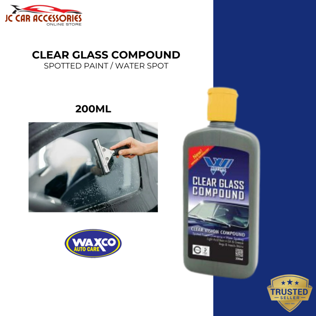 Waxco W SERIES Clear Glass Compound Remove Oil Spotted Paint Water Spot ...