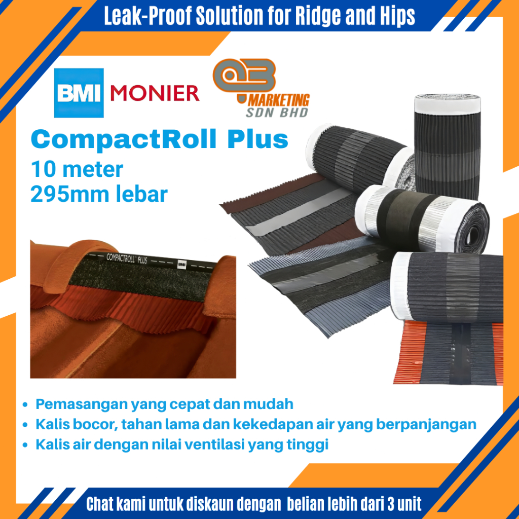 BMI Monier Compact Roll Plus Leak-Proof Solution for Ridge and Hips, 10 ...