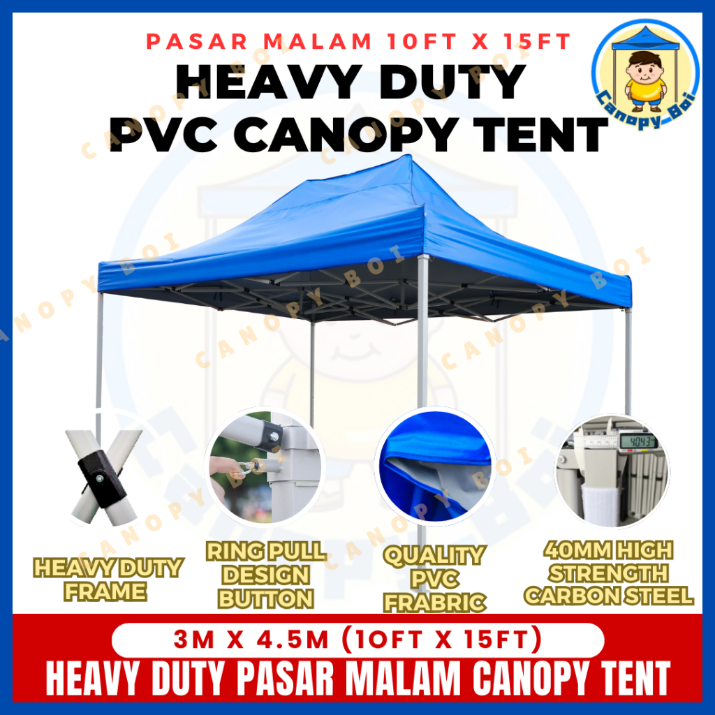 CanopyBoi 10x15ft 3x4.5m PVC Canopy Tent for Night Market Pasar Malam ...