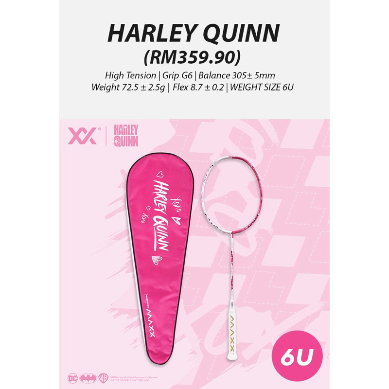 Maxx Joker X Harley Quiin Badminton Racket (Free String + Grip + Cover ...