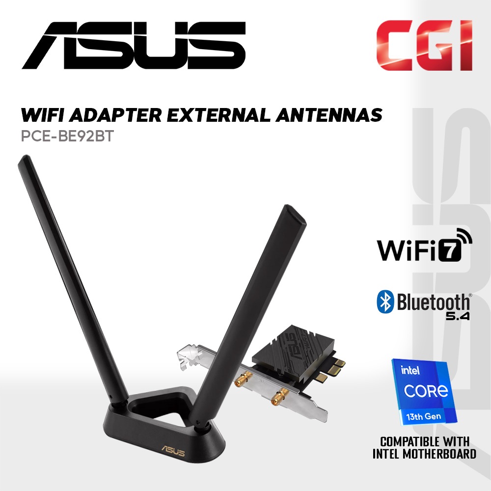 Asus PCE-BE92BT WiFi 7 PCI-E 6 GHz 320 MHz BT 5.4 WPA3 Intel ...