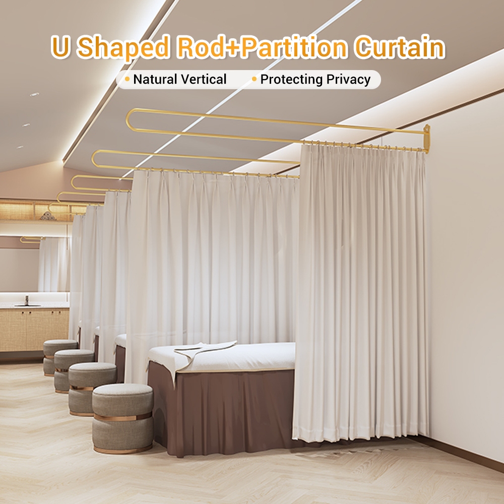 Beauty Salon Partition Curtain U Shaped Curtain Rod Health Center ...