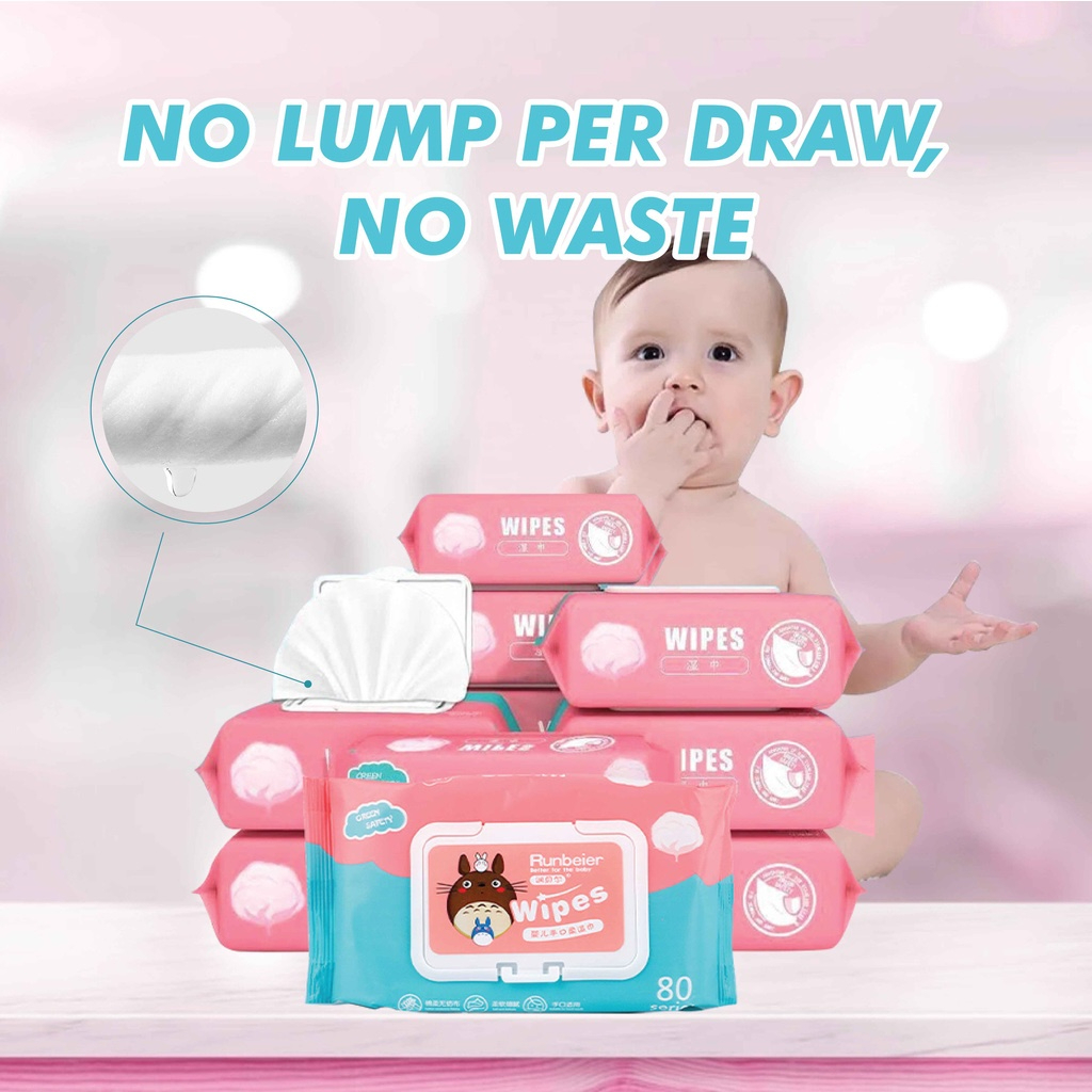 80pcs Wet Tissue Baby Wipes Baby Wet Tissue NON ALCOHOL Tisu Basah Bayi ...