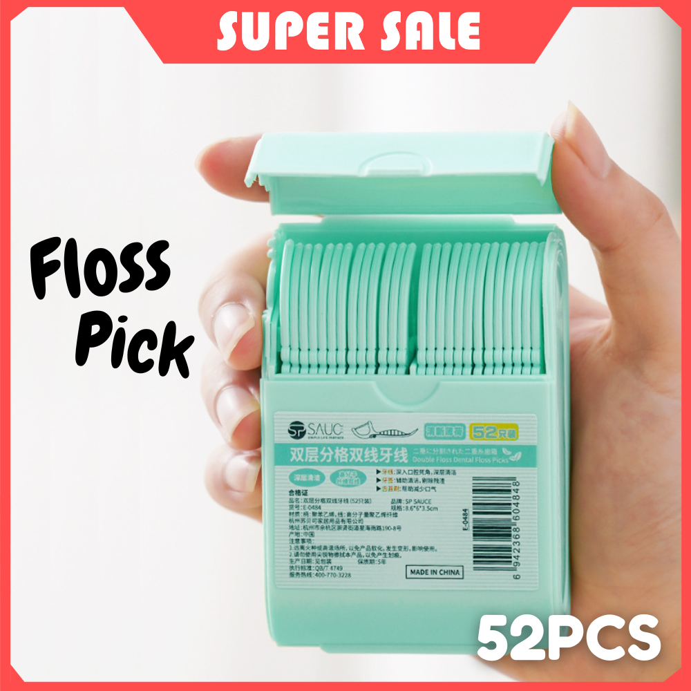52PCS/Box Floss Picks Tooth Cleaning Floss Refillable Toothpick Dental ...