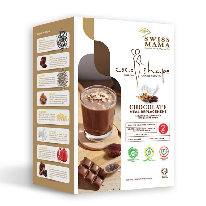 SWISS MAMA Coco Shape Chocolate Meal Replacement (15's x 30g) Membantu ...