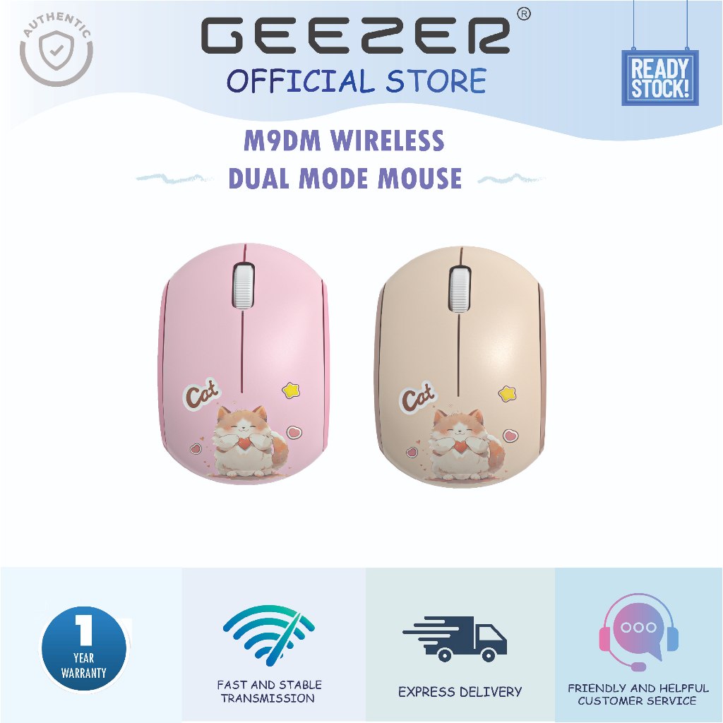 Geezer M9DM Dual Mode 2.4Ghz Wireless Bluetooth Cat Small Cute Gift ...
