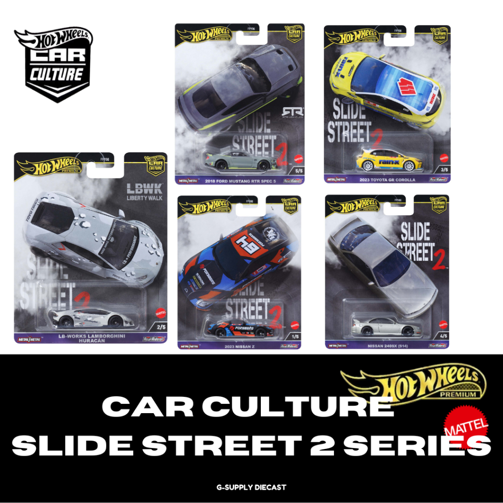 HOT WHEELS Slide Street 2 Lamborghini Mustang Toyota GR Corolla Nissan ...