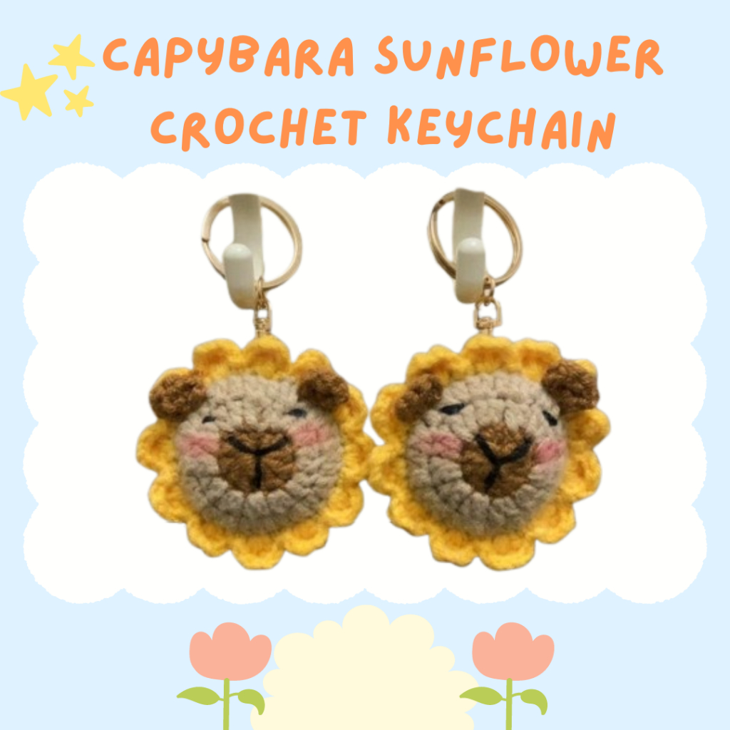 Capybara Sunflower Crochet Keychain Gantungan Rantai Kunci Kait ...
