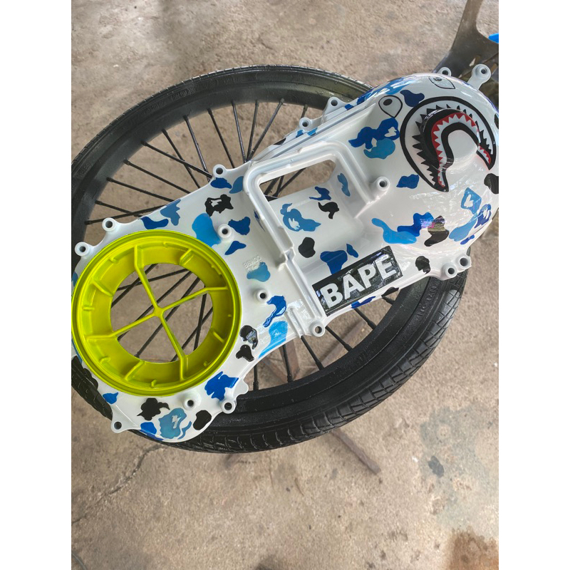 Cover CVT NVX V1 / V2 NMAX V1 / V2 Airbrush Bape Putih Biru/Merah ...