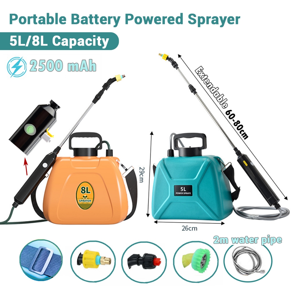 2500mAh 8L Battery Pump Racun Portable Rechargeable Knapsack Chemical ...