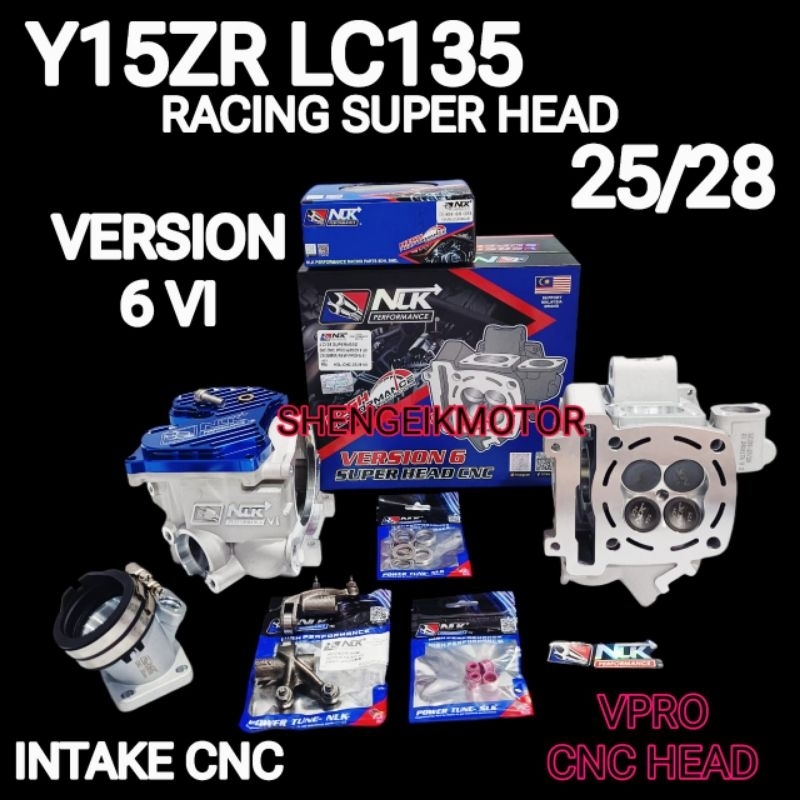 NLK V6 Y15ZR LC135 RACING SUPER HEAD VPRO V6 25/28 CNC HEAD NLK PERFORMANCE | Shopee Malaysia