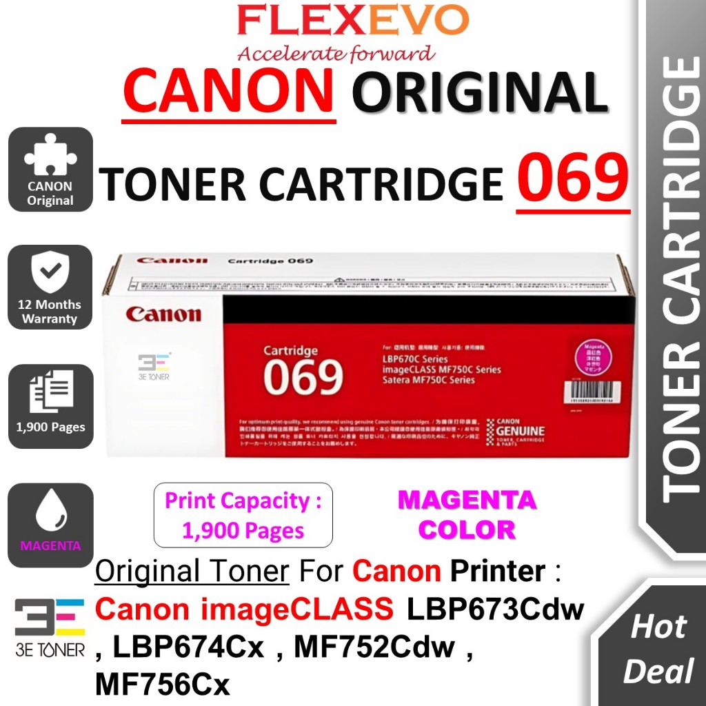 Magenta Original Canon 069 CRG 069 CART 069 Toner Cartridge 5092C003 for imageCLASS LBP673Cdw ...