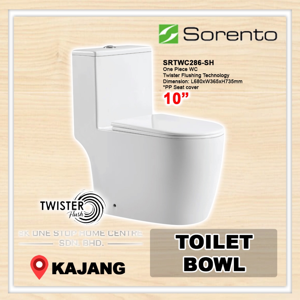SORENTO One Piece Water Closet SRTWC286-SH (TWISTER Flush) Rimless WC ...