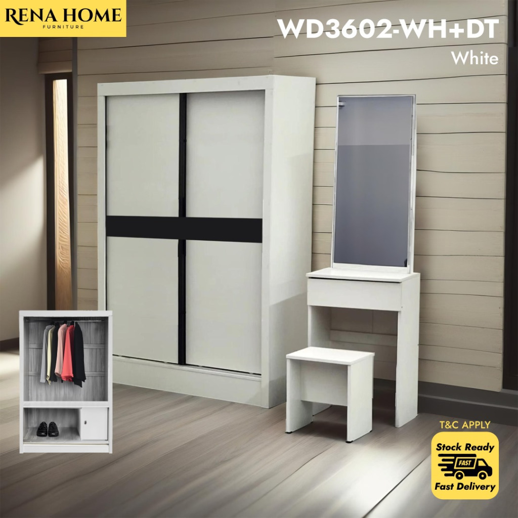 [FREE INSTALLATION] 3ft x 6ft Wardrobe + Dressing Table | Almari Baju ...