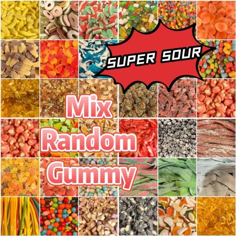 ️‍🔥SUPER SOUR💥mix gummy candy random haribo bebeto jellopy masam manis ...