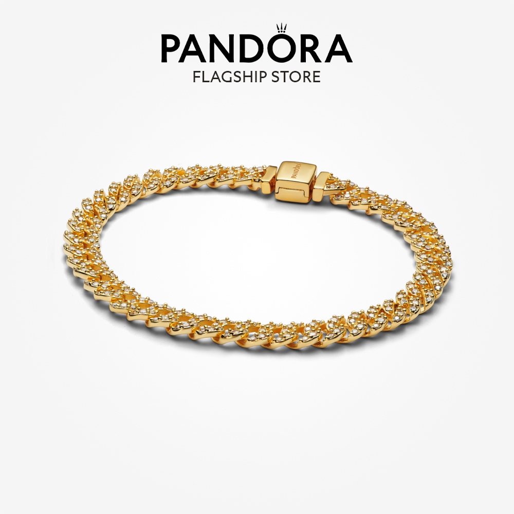 Pandora 14K Gold-Plated Pavé Cuban Chain Bracelet | Shopee Malaysia