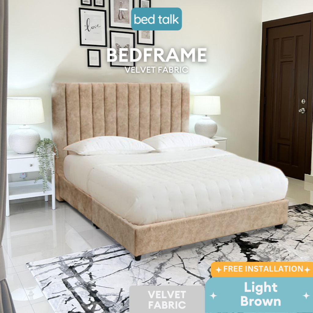 🎁 New 🎁 Bedtalk Nera Bedframe Velvet Fabric | Soft Velvet | Bedframe Velvet fabric | Queen ...