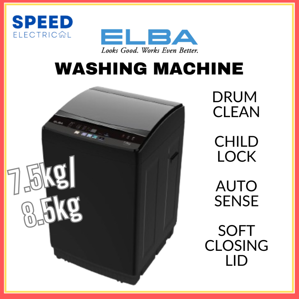 [SABAH ONLY] ELBA TOP LOAD FULLY AUTO WASHING MACHINE 7.5KG EWT-R7503(BK) 8.5KG EWT-R8503(BK ...