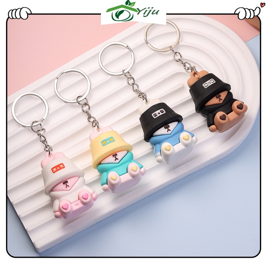 [New] Sleeping Fisherman Bear Cute Keychain PVC Doll Bag Car Keychain ...