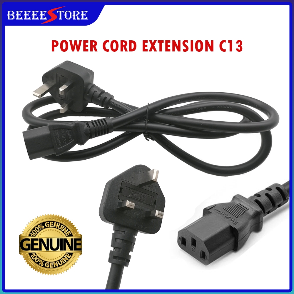 POWER CORD WITH HEAD C13 Power Extension Cable For PC Computer Monitor ...