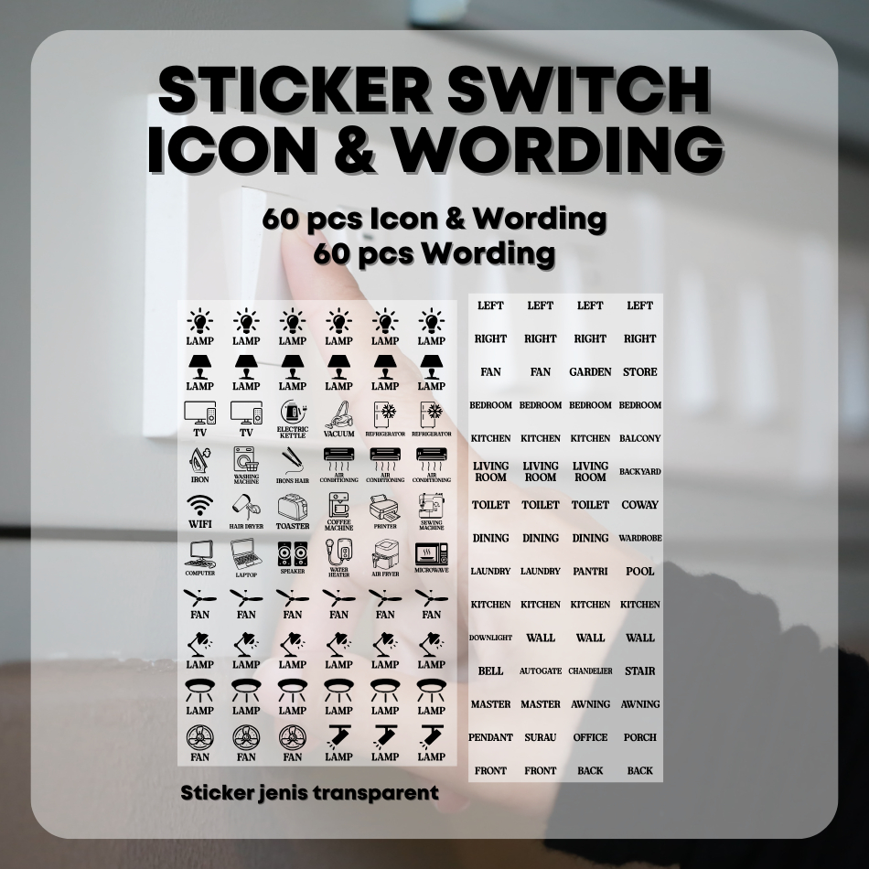 Sticker Suis Transparent Waterproof Elektrik Rumah 60 Label Icon ...