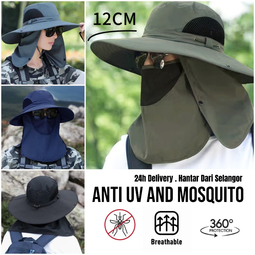 Fishing Hat Neck Protection from Sun SPF50 Topi Pancing Ikan 渔夫帽 ...