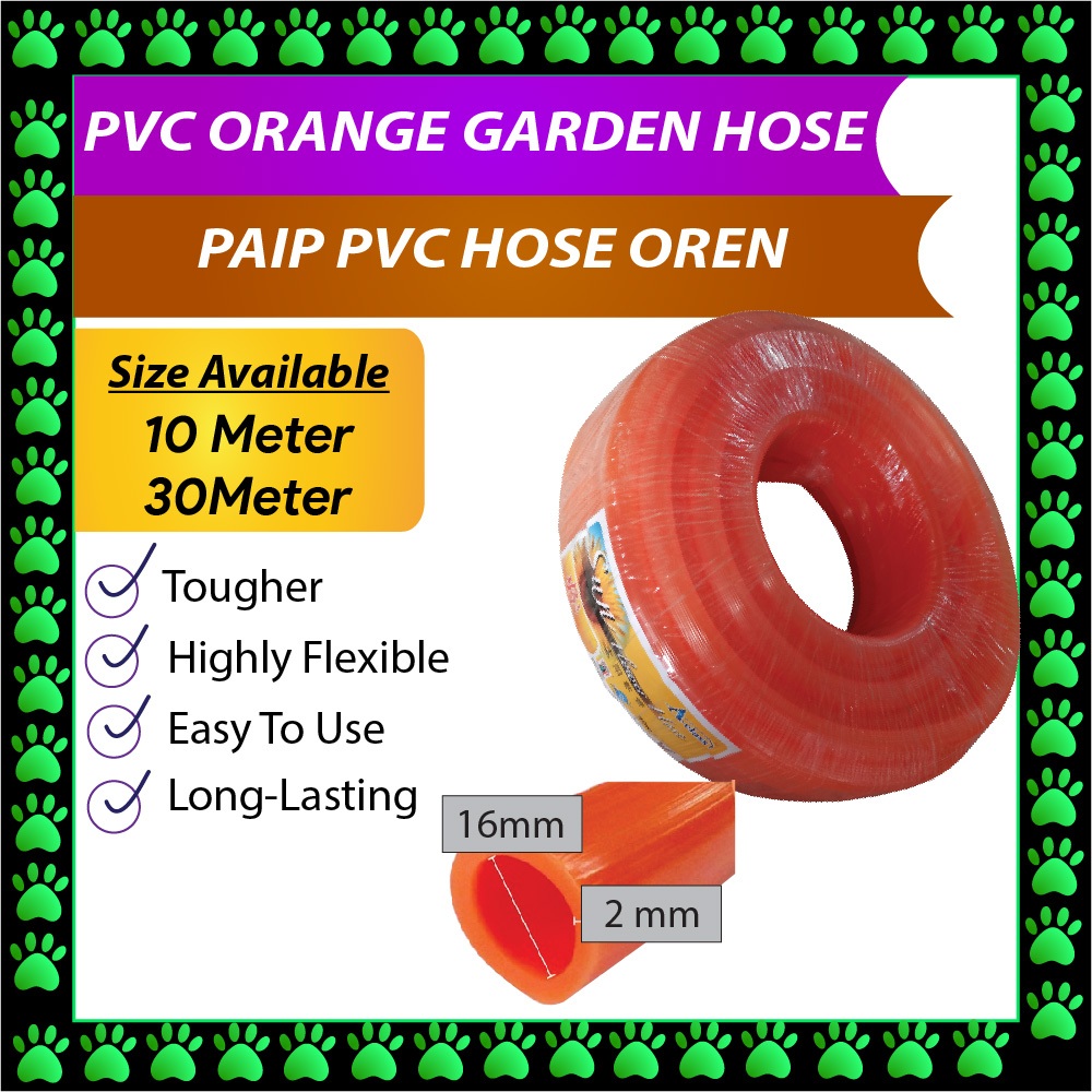 PVC Orange Garden Hose 2mm / Paip / Hos Getah Oren Getah Paip Water Hose (10 Meter / 30 Meter ...