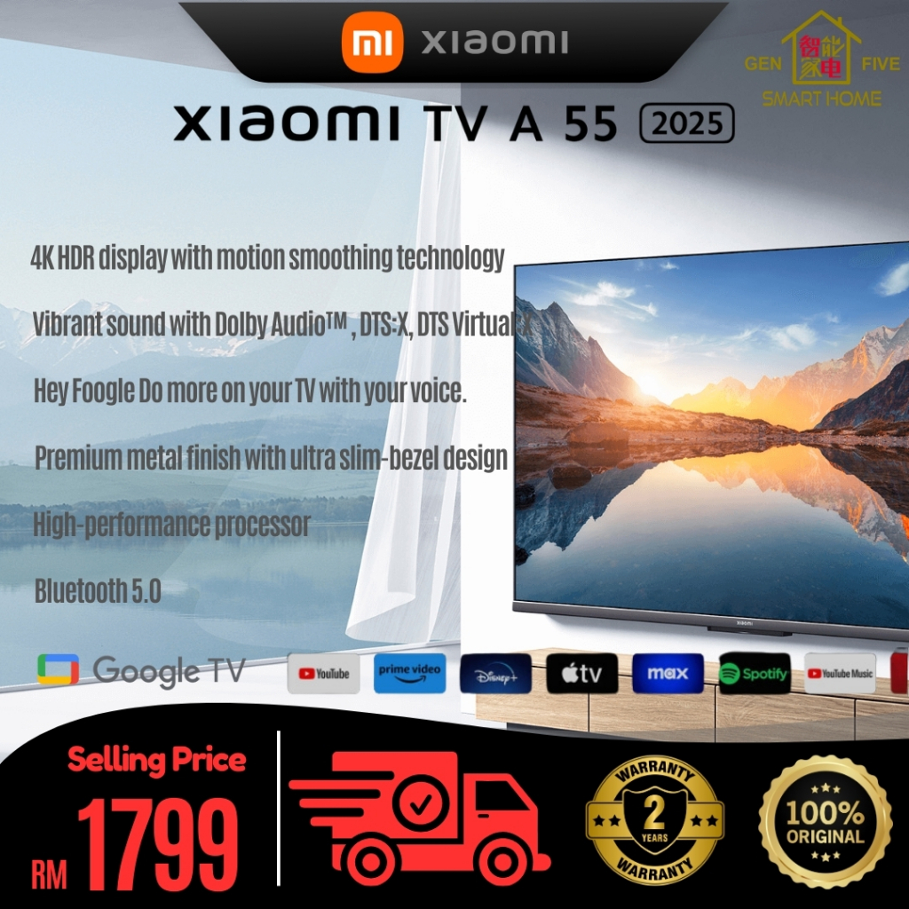 [Malaysia Set] Xiaomi TV A 55 2025 4K HDR display with motion smoothing ...